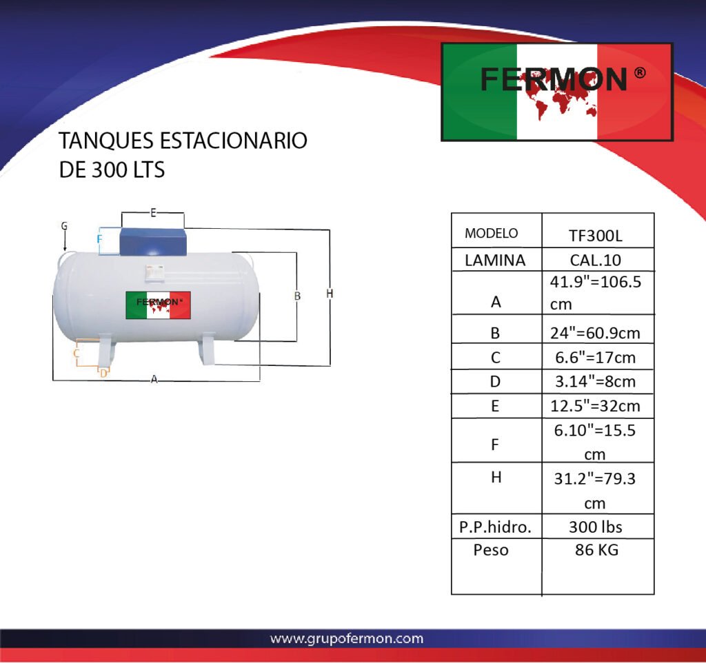 Tanque Estacionario de 100LTS para Gas - Grupo FERMON
